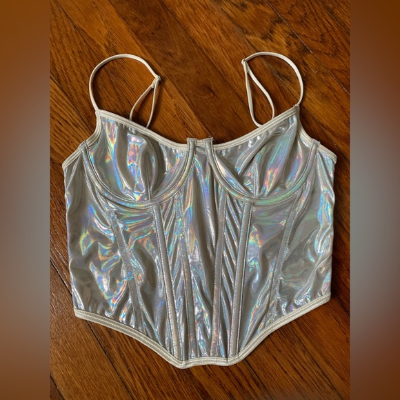 Urban Outfitters | Tops | Urban Outfitters Chrome Iridescent Bra Corset ...